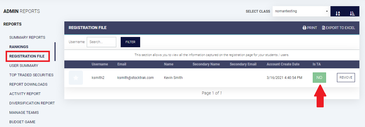 TA Accounts - StockTrak